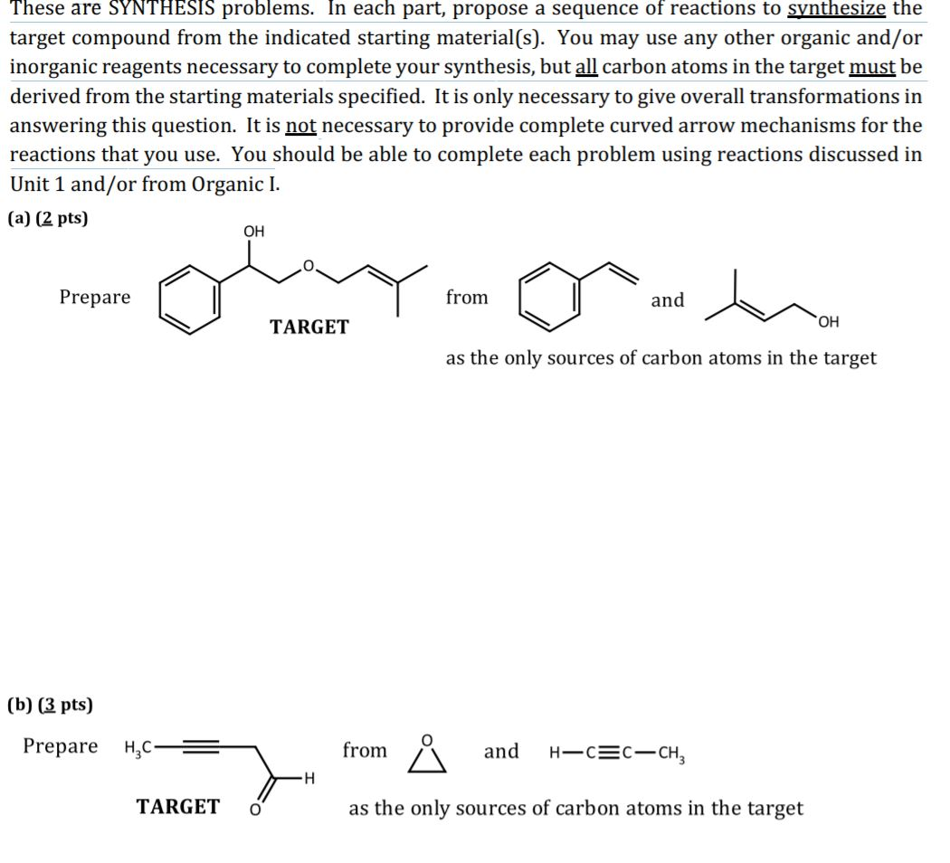 Solved These are SYNTHESIS problems. In each part, propose a | Chegg.com