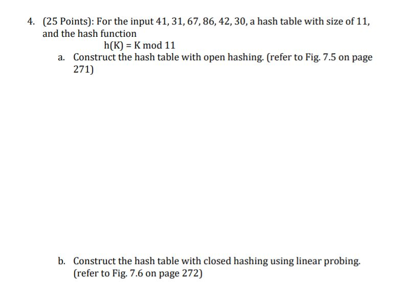Solved 4. (25 Points): For the input 41, 31, 67, 86, 42, 30, | Chegg.com