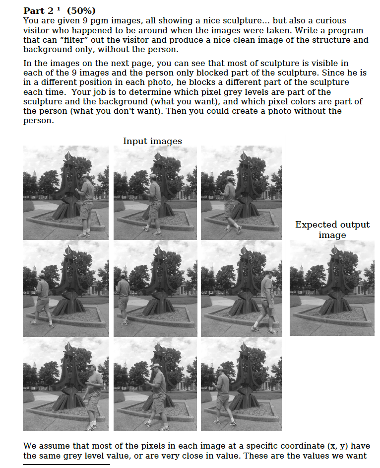 Write in C programming to filter 9 photos with a | Chegg.com