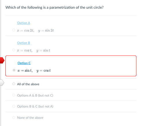 Solved Which of the following is a parametrization of the | Chegg.com