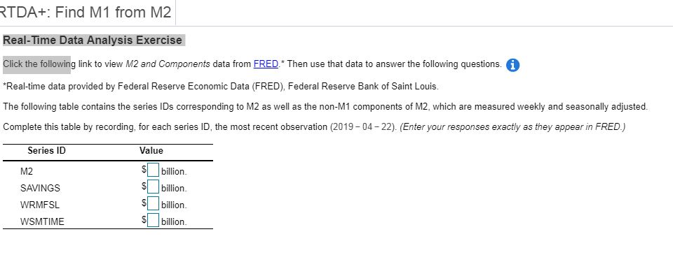 Solved TDA+: Find M1 from M2 Real-Time Data Analysis | Chegg.com