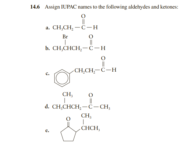 Solved 14.6 Assign IUPAC names to the following aldehydes | Chegg.com