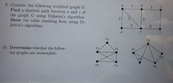 Solved 9. Consider the following weighted graph G. Find a | Chegg.com
