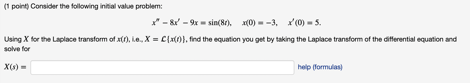Solved (1 point) Consider the following initial value | Chegg.com
