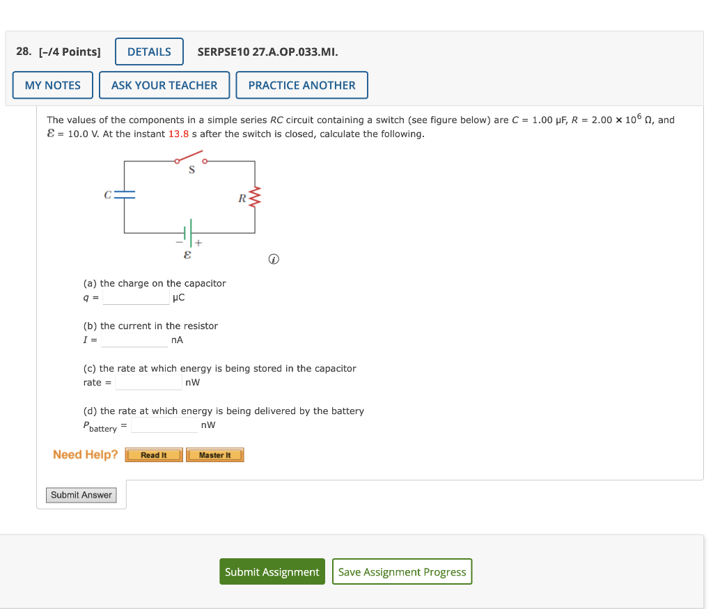 Solved The values of the components in a simple series RC | Chegg.com Solved The values of the components in a simple series RC | Chegg.com