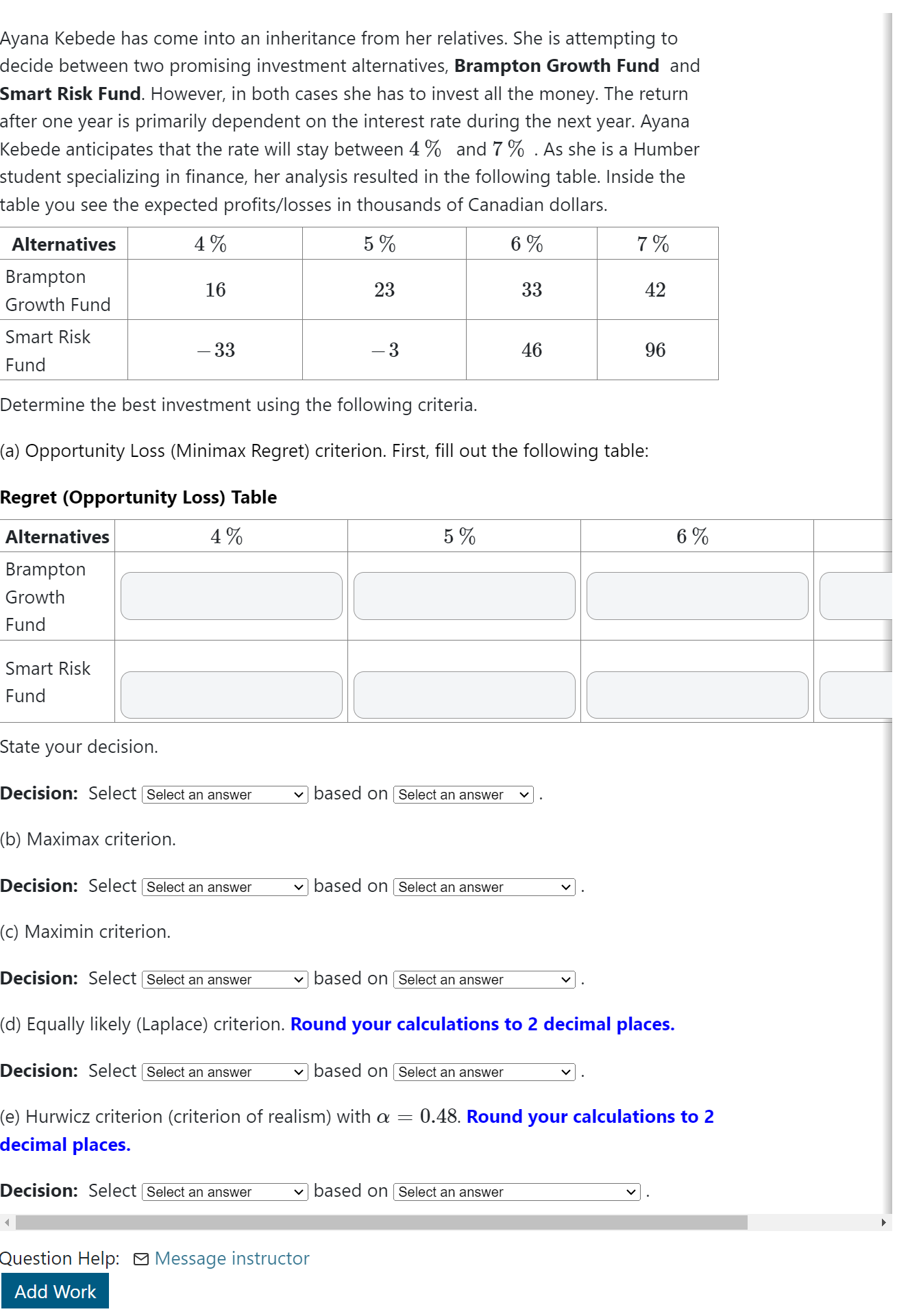 Solved Ayana Kebede has come into an inheritance from her | Chegg.com