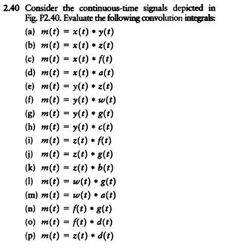 Solved 2.40 Consider the continuous-time signals depicted in | Chegg.com