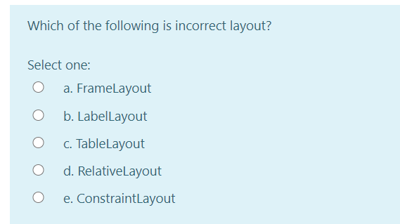 Solved Which of the following is incorrect layout? Select | Chegg.com