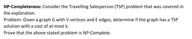 Solved NP-Completeness: Consider the Travelling Salesperson | Chegg.com