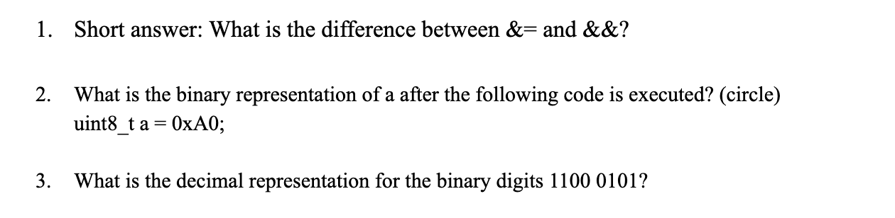 Solved 1. Short answer: What is the difference between &= | Chegg.com