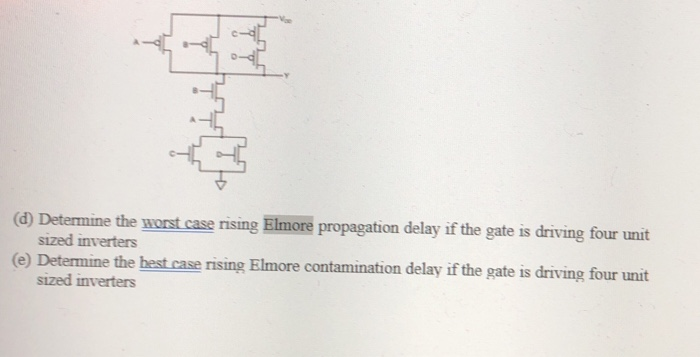 Solved (d) Determine the worst case rising Elmore | Chegg.com