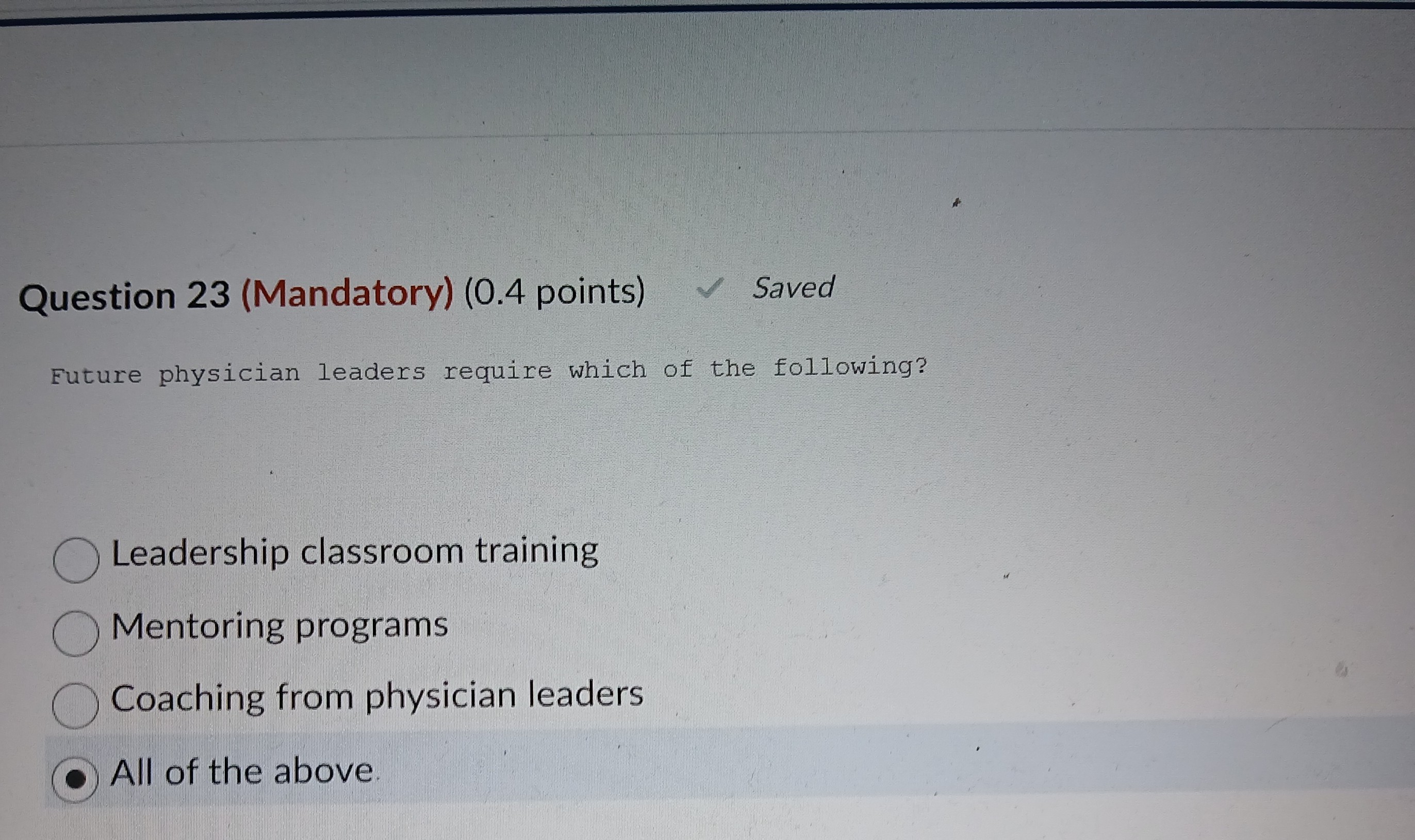 Solved Question 23 (Mandatory) ( 0.4 ﻿points)Future | Chegg.com