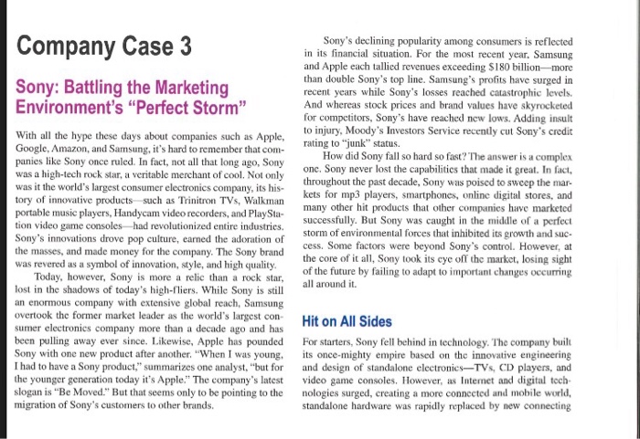 Solved Company Case 3 Sony's declining popularity among | Chegg.com