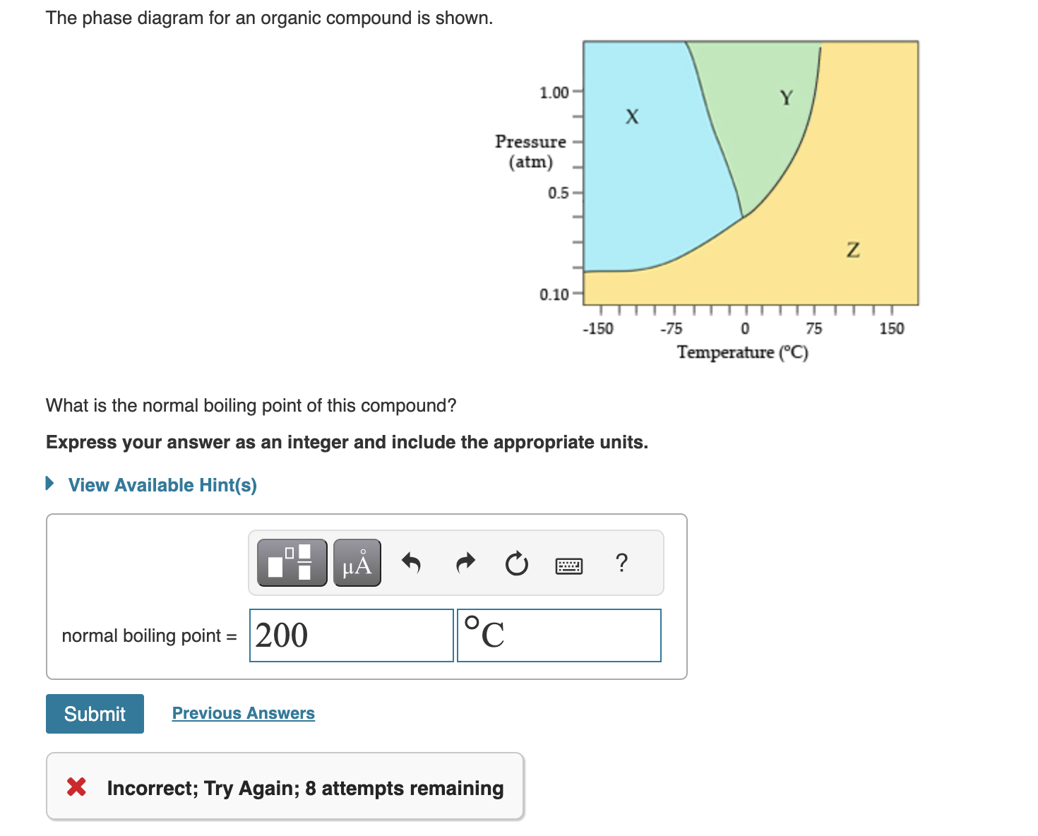 Solved The phase diagram for an organic compound is | Chegg.com