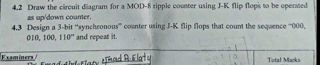 Solved 4.2 Draw the circuit diagram for a MOD-8 ripple | Chegg.com