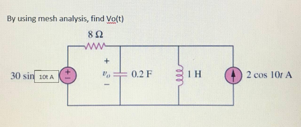 Solved By using mesh analysis, find Vo(t) 892 + 30 sin 10t A | Chegg.com