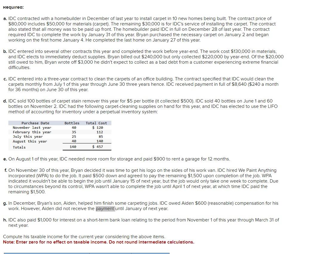 a. IDC contracted with a homebuilder in December of | Chegg.com