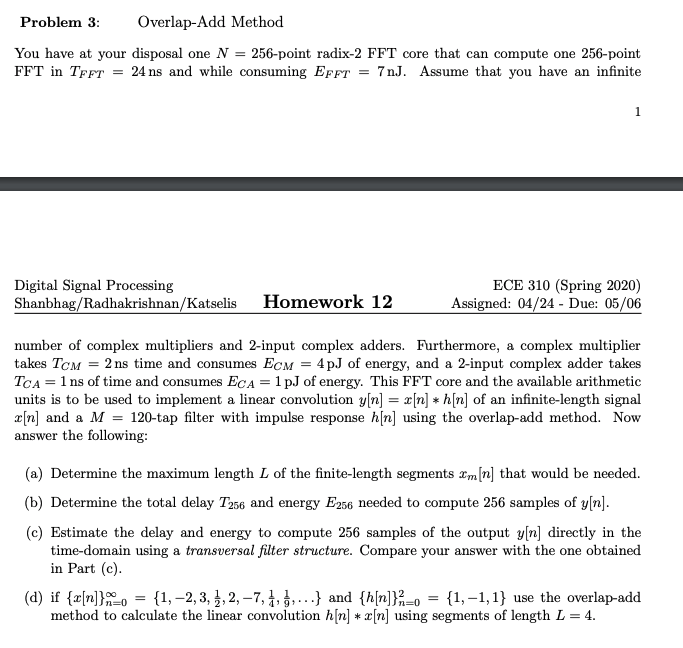 Problem 3: Overlap-Add Method You have at your | Chegg.com