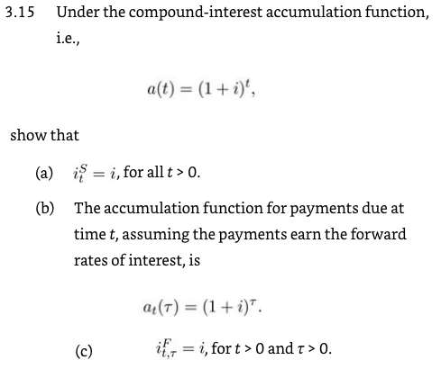 Solved 3.15 Under the compound-interest accumulation | Chegg.com