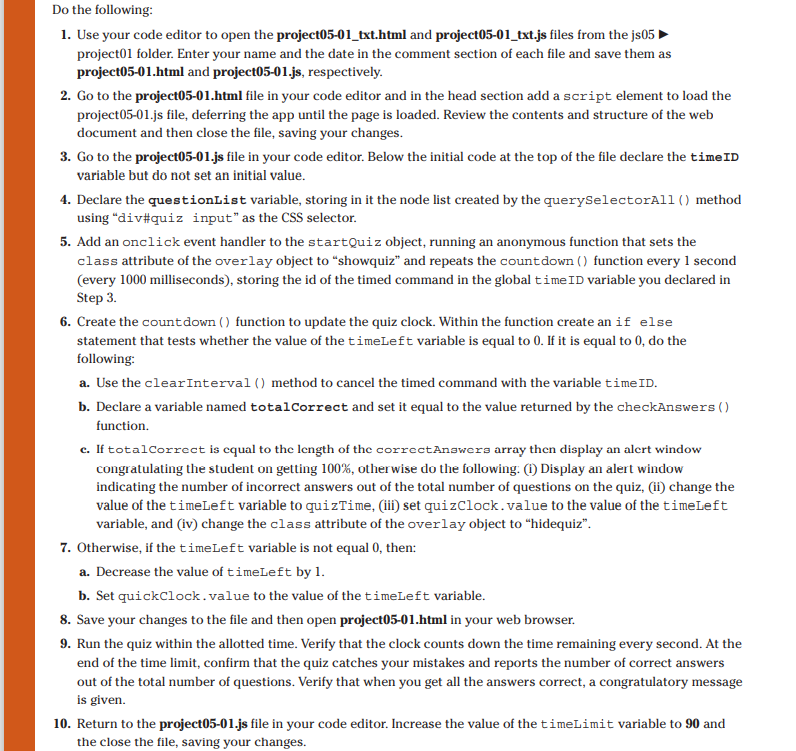 Solved "use strict"; Project to present an online quiz with | Chegg.com