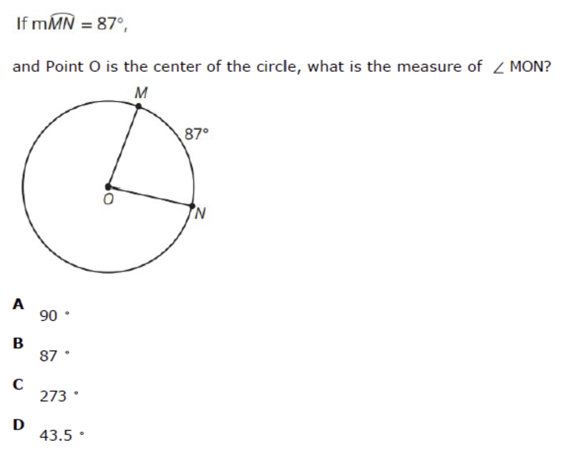 Solved If mMN⏜=87°,and Point O ﻿is the center of the circle, | Chegg.com