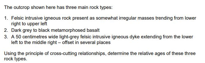 Solved The outcrop shown here has three main rock types: 1. | Chegg.com