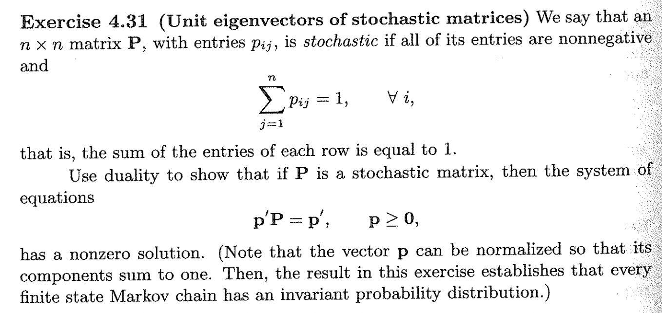 Solved Exercise 4.31 (Unit eigenvectors of stochastic | Chegg.com