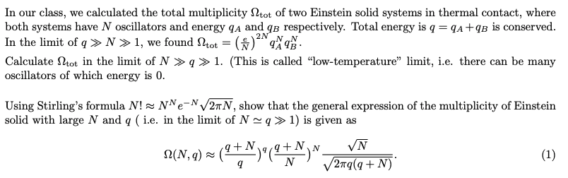 Solved In our class, we calculated the total multiplicity | Chegg.com