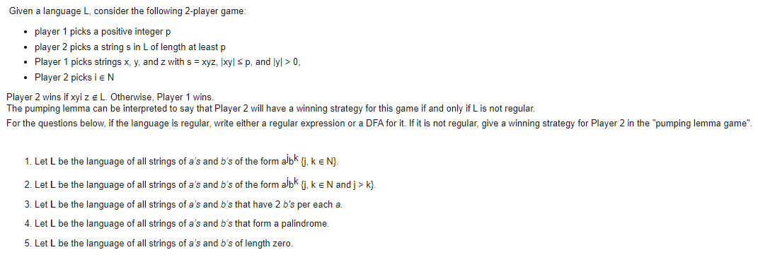 Solved Given a language L, consider the following 2-player | Chegg.com