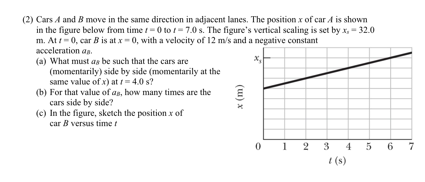 Solved (2) ﻿Cars A and B ﻿move in the same direction in | Chegg.com