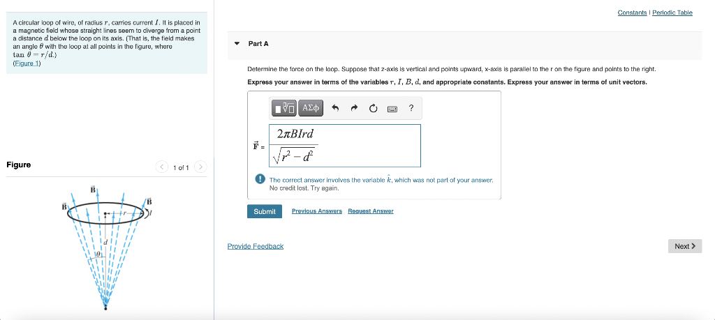 Solved Constants Periodic Table A circular loop of wire, of | Chegg.com