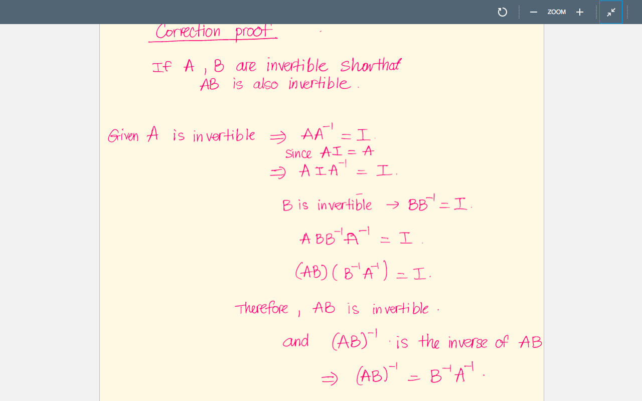 Solved Prove inverse matrix property number 4 If A is | Chegg.com
