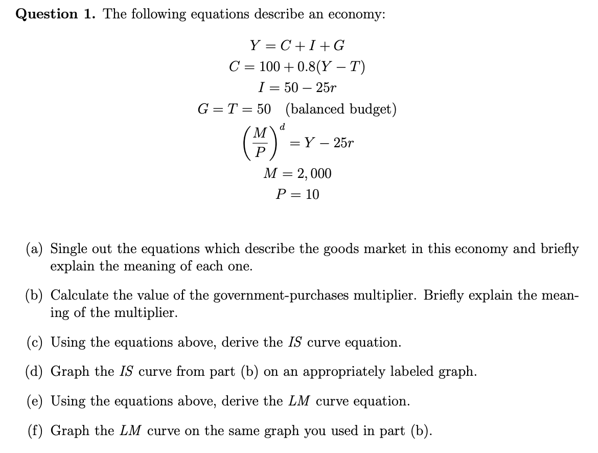 Solved Question 1. The following equations describe an | Chegg.com