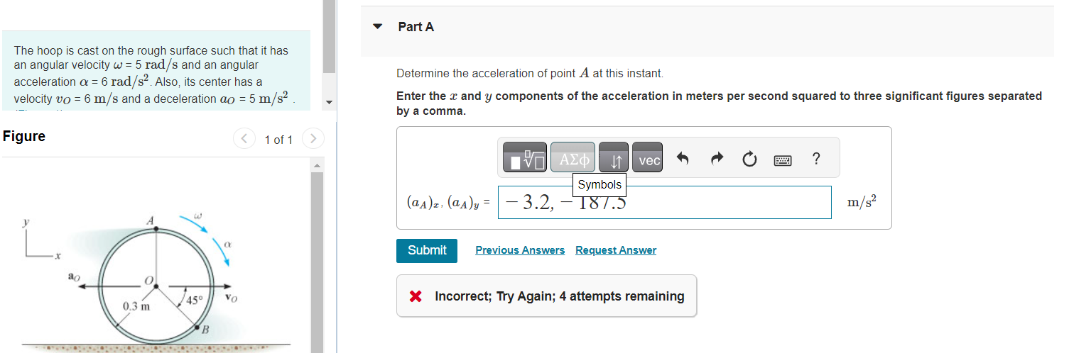 Solved The hoop is cast on the rough surface such that it | Chegg.com