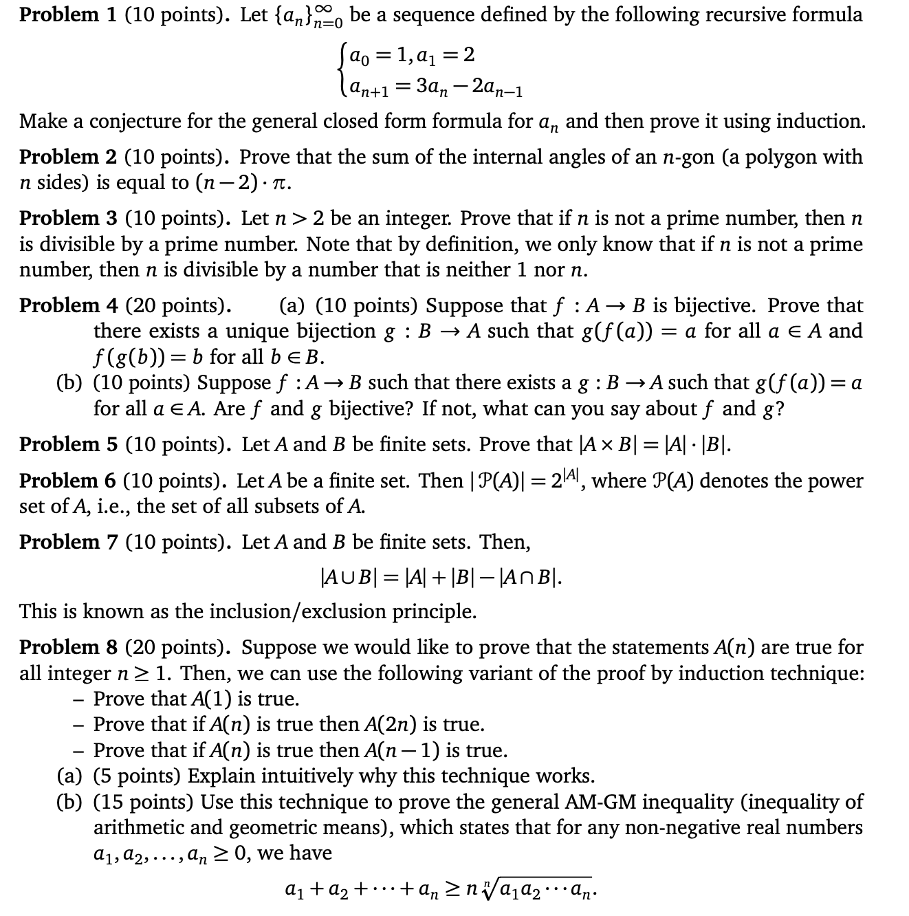 Solved Problem 1 (10 ﻿points). ﻿Let {an}n=0∞ ﻿be a sequence | Chegg.com