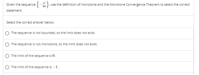 Solved Given the sequence }, use the definition of monotone | Chegg.com
