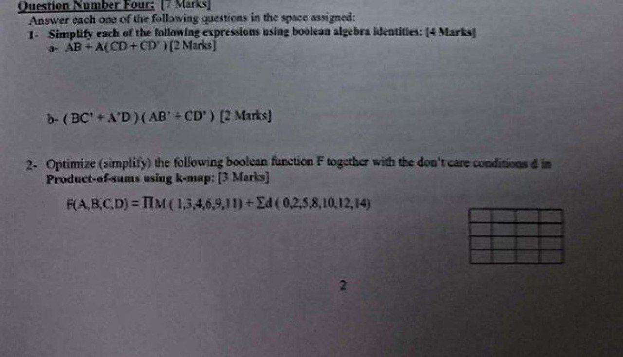 Solved Question Number Four: 17 Marks] Answer each one of | Chegg.com