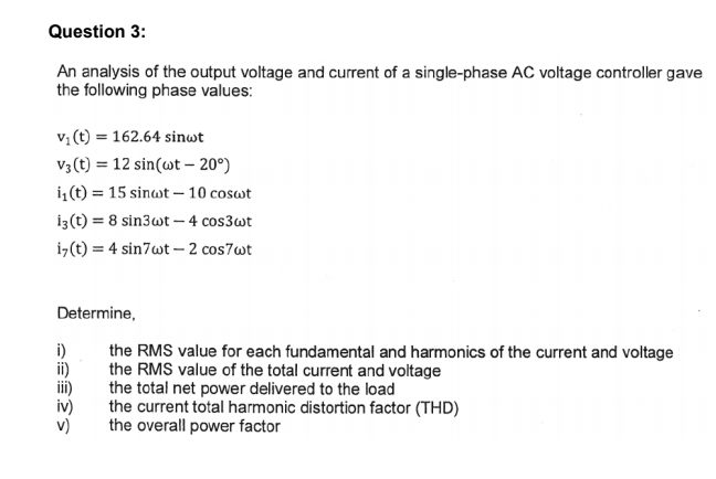 Solved Question 3: An analysis of the output voltage and | Chegg.com