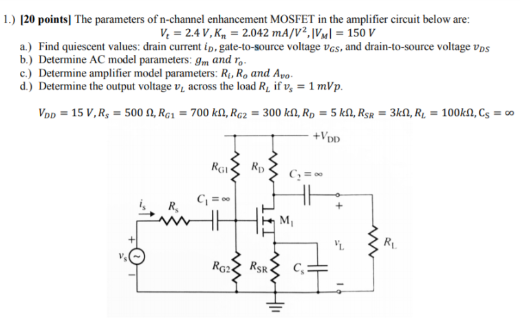 Solved 1.) 120 pointsl The parameters of n-channel | Chegg.com