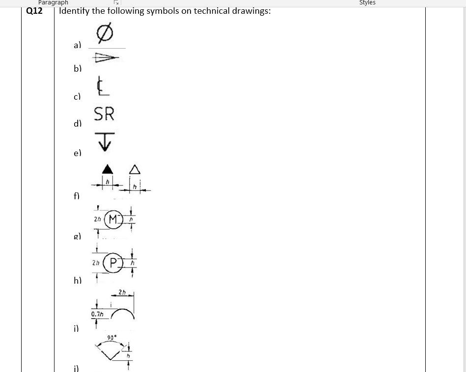 Solved ParagraphQ12 ﻿Identity the following symbols on | Chegg.com