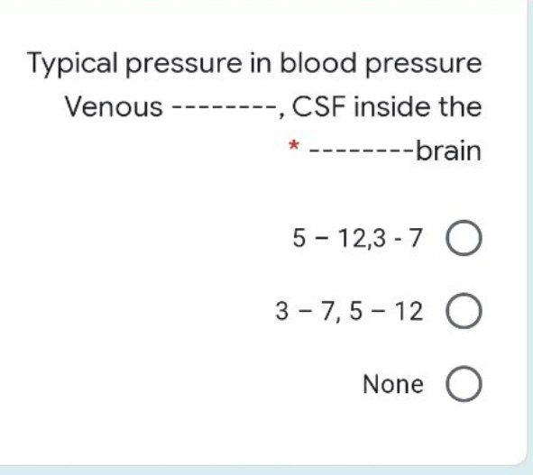 Solved Typical pressure in blood pressure Venous --------, | Chegg.com