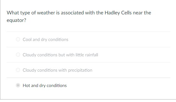 Solved What type of weather is associated with the Hadley | Chegg.com