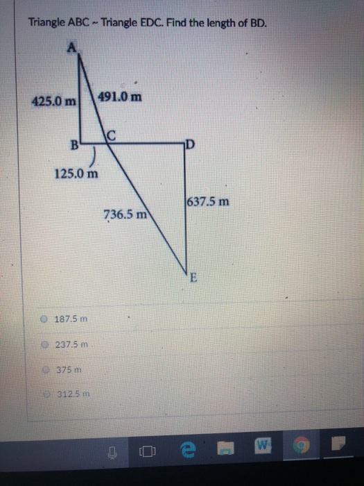 Solved Triangle ABC Triangle EDC. Find the length of BD. | Chegg.com