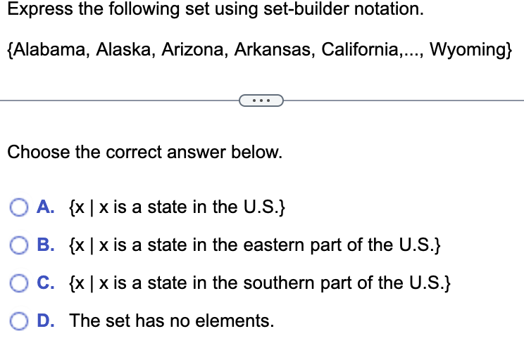 Solved Express the following set in set-builder notation. | Chegg.com