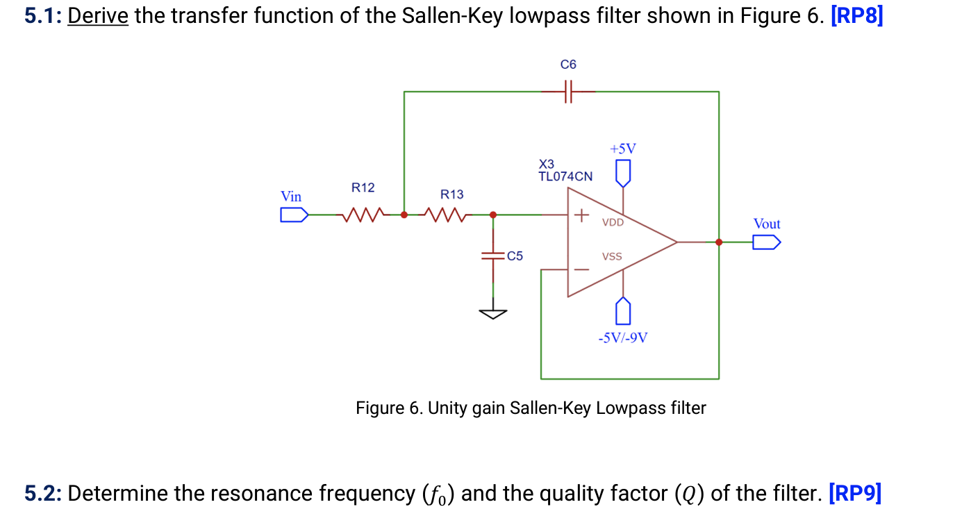 Solved 5.1: Derive the transfer function of the Sallen-Key | Chegg.com