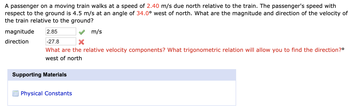 Solved A passenger on a moving train walks at a speed of | Chegg.com