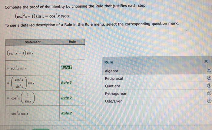 Solved Complete the proof of the identity by choosing the | Chegg.com