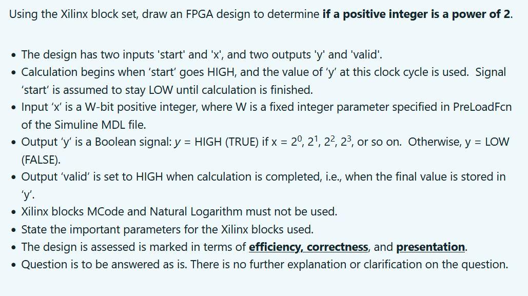 Solved Using the Xilinx block set, draw an FPGA design to | Chegg.com