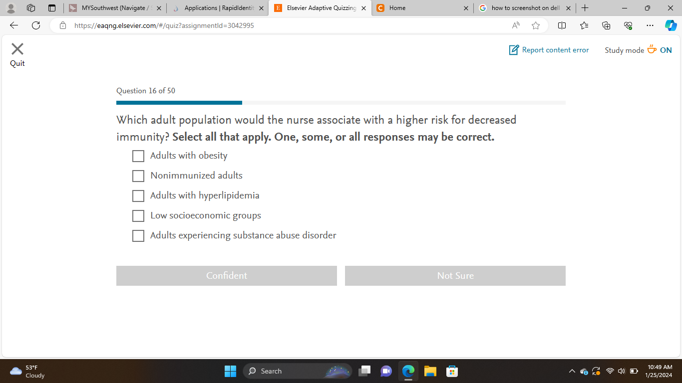 Solved Question 16 ﻿of 50Which adult population would the | Chegg.com
