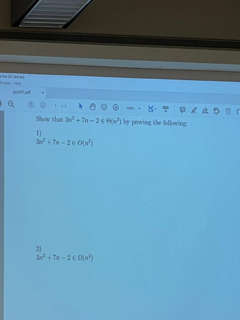 Solved Show that 3n2+7n−2∈Θ(n2) by proving the following: 1) | Chegg.com